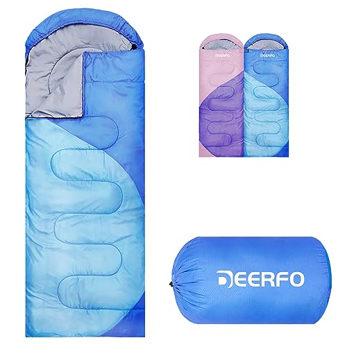 Sleeping Bags for Adults Kids - Backpacking Camping Sleeping Bag for Girls Boys - Cold Weather Warm Sleeping Bag with Compression Bags for All Season - Compact Camping Gear