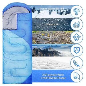 Sleeping Bags for Adults Kids - Backpacking Camping Sleeping Bag for Girls Boys - Cold Weather Warm Sleeping Bag with Compression Bags for All Season - Compact Camping Gear