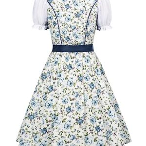 Scarlet Darkness Women's German Dirndl Dress Costumes for Bavarian Oktoberfest Carnival White-Blue L