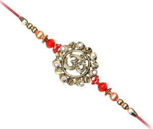 cherkraft rakhi thread for brother men/boy - designer rakhi with om symbol for rakshabandhan (pack of 1) (design 2)