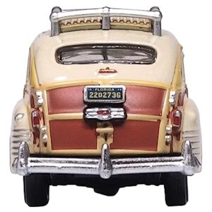 1942 Chrysler Town & Country Woody Wagon Catalina Tan with Wood Panels and Roof Rack 1/87 (HO) Scale Diecast Model Car by Oxford Diecast 87CB42003