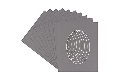 16x20 Mat Bevel Cut for 13x19 Photos - Precut Charcoal Oval Shaped Photo Mat Board Opening - Acid Free Matte to Protect Your Pictures - Bevel Cut for Family Photos, Pack of 25 Matboards Show Kits With