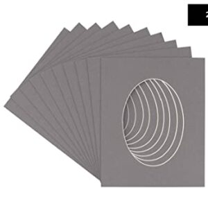 16x20 Mat Bevel Cut for 13x19 Photos - Precut Charcoal Oval Shaped Photo Mat Board Opening - Acid Free Matte to Protect Your Pictures - Bevel Cut for Family Photos, Pack of 25 Matboards Show Kits With