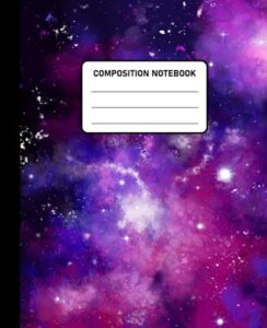 composition notebook pink starry galaxy: wide ruled paper notebook journal. wide lined workbook for girls, boys, kids, teens and students. ( 7.5 x 9.25, 110 pages )