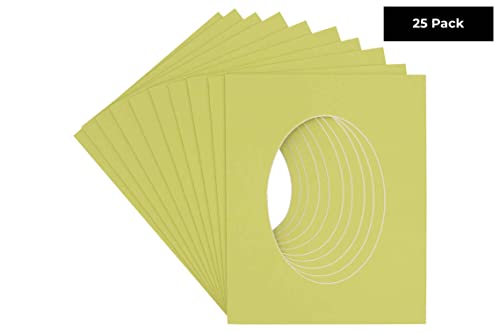 20x30 Mat Bevel Cut for 18x26 Photos - Precut Pistachio Green Oval Shaped Photo Mat Board Opening - Acid Free Matte to Protect Your Pictures - Bevel Cut for Family Photos, Pack of 25 Matboards Show