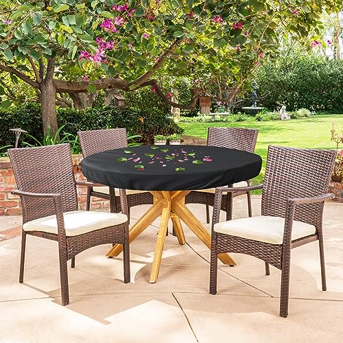 SoloToo Outdoor Round Table Cover,Waterproof Anti-UV Patio Round Table Top Covers,Fits Round Patio Furniture Up to 30" - 32" Diameter (Black)