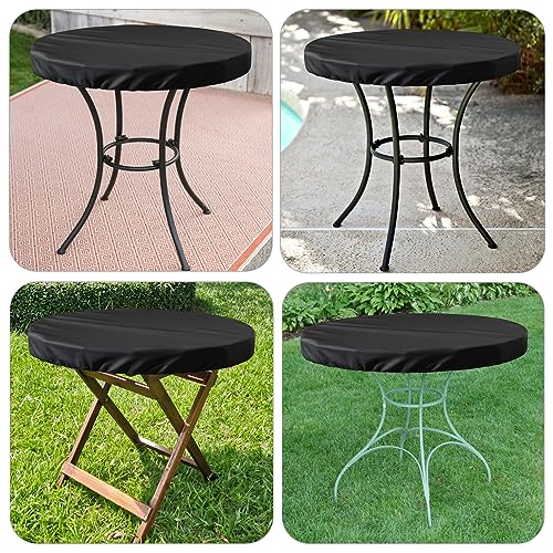 SoloToo Outdoor Round Table Cover,Waterproof Anti-UV Patio Round Table Top Covers,Fits Round Patio Furniture Up to 30" - 32" Diameter (Black)