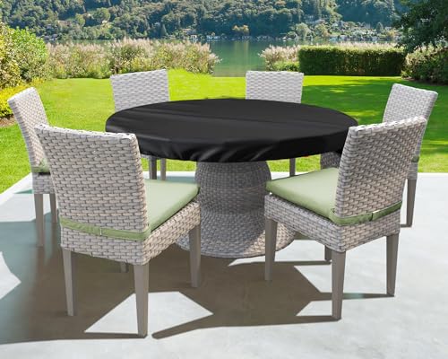 SoloToo Outdoor Round Table Cover,Waterproof Anti-UV Patio Round Table Top Covers,Fits Round Patio Furniture Up to 30" - 32" Diameter (Black)