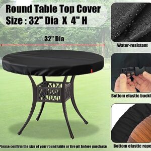 SoloToo Outdoor Round Table Cover,Waterproof Anti-UV Patio Round Table Top Covers,Fits Round Patio Furniture Up to 30" - 32" Diameter (Black)