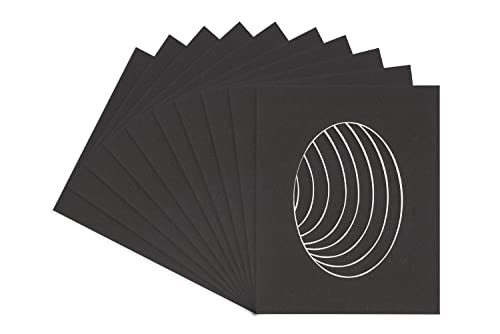 12x16 Mat Bevel Cut for 10x13 Photos - Precut Black Oval Shaped Photo Mat Board Opening - Acid Free Matte to Protect Your Pictures - Bevel Cut for Family Photos, Pack of 10 Matboards Show Kits With