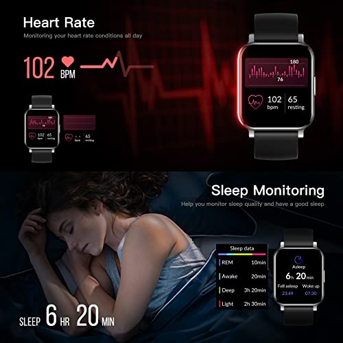 EURANS Smart Watch 41mm, Full Touchscreen Smartwatch, Fitness Tracker with Heart Rate Monitor & SpO2, IP68 Waterproof Pedometer Watch for Women Men Compatible with iOS & Android Phones… B09KH59C8K