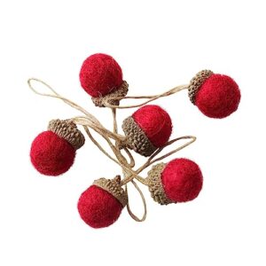 dechous 6 pcs felt pine cones wooden decor rustic dining table christmas garland christmas acorn ornaments christmas hanging pendant christmas felt acorn diy pendant christmas pendants red