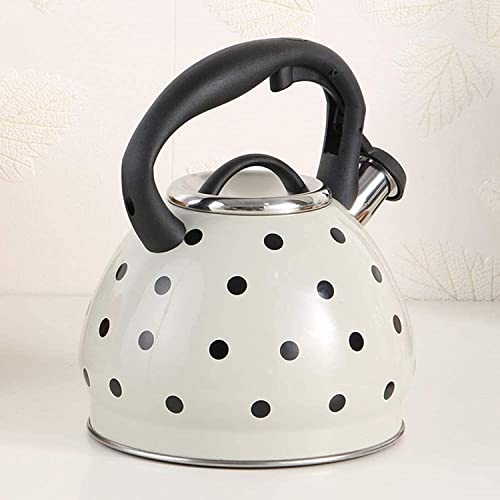 Tea Kettle Stovetop Whistling Teapot 304 Stainless Steel Whistling Kettle 3L Teapot Thickened Three-Layer Composite Bottom Whistle Kettle Stove Top Kettle (Color : Red, Size : 3.4L)