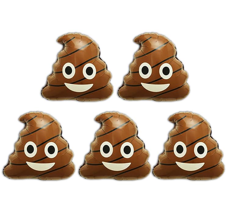 Gallasy 5pcs Big Poop Balloon, Foil Helium Poo Balloon for Halloween, Birthday, Retirement Party, 19x22 inch