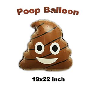 Gallasy 5pcs Big Poop Balloon, Foil Helium Poo Balloon for Halloween, Birthday, Retirement Party, 19x22 inch