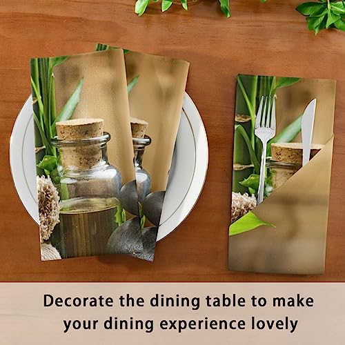 Nesatuwa 20 x 20 Inch Zen Basalt Stones on Wood Cloth Napkins Washable Soft Polyester Dinner Napkins Reusable for Weddings Party Dinner Decoration - 1 Pack