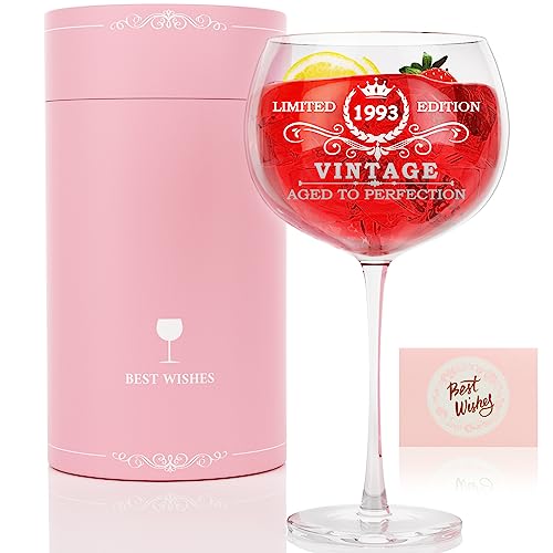 30th Birthday Gift for Her, 1993 30th Birthday Gifts for Women Wine Glass 25OZ, 30 Year Old Bday Gifts for Women Best Friend Female Sister Wife Daughter, Funny 30th Anniversary Presents Ideas