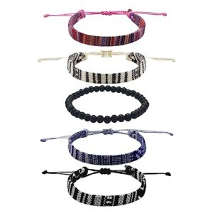 5 pcs surfer beach bracelet,bracelets for men women,handmade braided boho bracelets hippie beachy braided bracelets,adjustable anklet summer string rope ankle bracelets waterproof ideal gifts