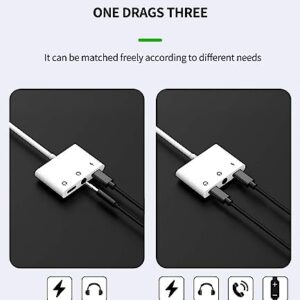 Lightning to Headphone Adapter for iPhone, Apple MFi Certified 3 in 1 Lightning to 3.5mm Headphone Jack and Charger Dongle Earphone Splitter Compatible with iPhone 14 13 12 11 XS XR X 8 7 iPad