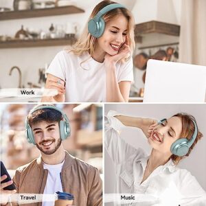 AUSDOM Wireless Noise Cancelling Headphones Bluetooth, E7 Over-Ear ANC Headphones with Microphone, 50Hrs Playtime, Hi-Fi Stereo Sound, USB C Charge, Comfortable Earpads for Travel Work, Mint Green