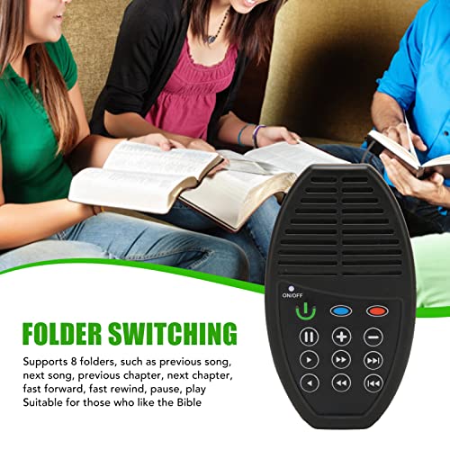 Portable Electronic Bible Reader, Solar Charging, Lightweight, 4G Capacity, Intelligent Memory, Adjustable Volume, Folder Switching, Indicator Light, ABS Material (English KJV, Arabic)