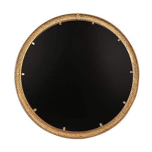 Varsoul 30 * 30in Antique Gold Decorative Metal Framed Round Wall Mirror，Decorative Accent Wall Mirrors Modern for Living Room, Entryway, Foyer, Hallway, Bedroom