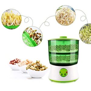 WenDissy Bean Sprouts Machine, Seed Sprouter Kits, 2 Layers Automatic Bean Sprouts Maker, Large Capacity Seed Grow Machine Also for Radish, Alfalfa, Wheatgrass, Broccoli Sprouts