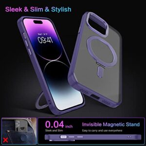 DUEDUE for iPhone 14 Pro Magnetic Case with Invisible Stand [Compatible with Magsafe], Full Body Protective Cover Slim Shockproof Kickstand Phone Case for Apple iPhone 14 Pro 6.1", Purple