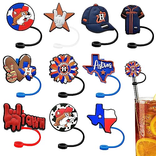 10pcs Straw Covers for Reusable Straws-Quirky TEXAS Style-Drinking Straw Covers Cap-Silicone Straw Toppers for Tumblers,Stanley Cup Straw Cover,Straw Tip Covers,7-9mm Straws Compatible 2D Style 32