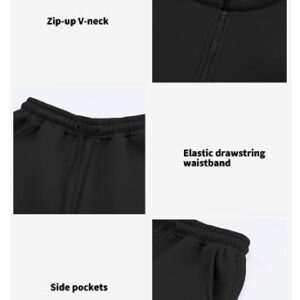 Aleumdr Womens 2 Piece Sweatsuit Sets 2023 Fall Trendy Half Zip Pullover Long Sleeve Sweatshirt Jogger Pants Outfits with Pockets Black Large