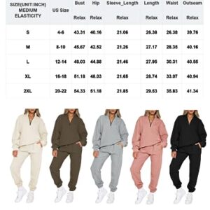 Aleumdr Womens 2 Piece Sweatsuit Sets 2023 Fall Trendy Half Zip Pullover Long Sleeve Sweatshirt Jogger Pants Outfits with Pockets Black Large