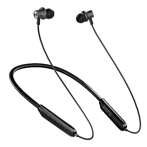 TONEMAC Bluetooth Headphones - N8 Wireless Earbuds with Magnetic Neckband | 40Hrs Playtime, IPX6 Sweatproof, Deep Bass Headset for Phone Calls, Music, and Sports