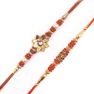 rakhi for brother set of 2 with greeting card, beautiful designer raksha bandhan rakhi gift set for brother bhaiya bhai bro, traditional indian style rakshbandhan rakhi gifts for brother