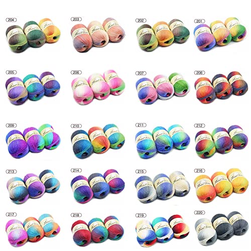 3 Rolls Rainbow Crochet Yarn Skeins Soft Wool Crochet Yarn for Knitting and Crafts, Multicolored Gradient Skeins Sweater Scarf Crafting Woven Skeins Warm Home Tools