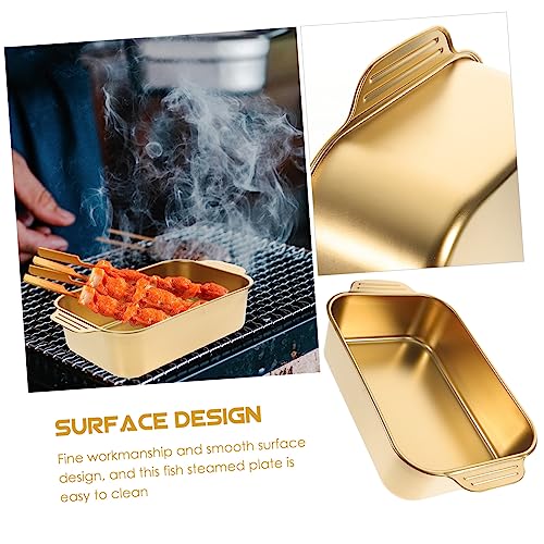 Yardwe Stainless Steel Grill Pan Bread Baking Pan Bread Loaf Pan Cake Tray Cake Oven Pans Metal Dinner Plates Steam Table Pan Serving Tray for Kitchen Convenient Serving Plate Party Tray