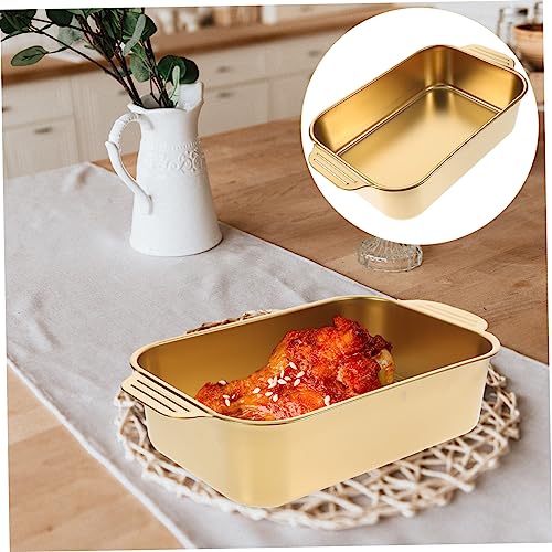 Yardwe Stainless Steel Grill Pan Bread Baking Pan Bread Loaf Pan Cake Tray Cake Oven Pans Metal Dinner Plates Steam Table Pan Serving Tray for Kitchen Convenient Serving Plate Party Tray