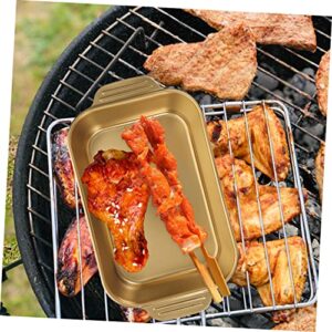 Yardwe Stainless Steel Grill Pan Bread Baking Pan Bread Loaf Pan Cake Tray Cake Oven Pans Metal Dinner Plates Steam Table Pan Serving Tray for Kitchen Convenient Serving Plate Party Tray