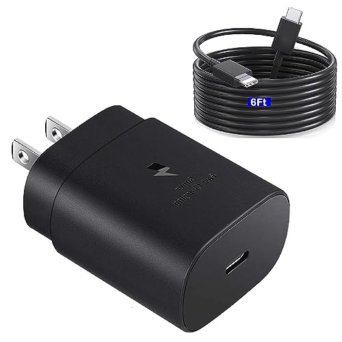 Galaxy S23 S22 Charger Super Fast Charging 25W USB C Wall Charger Block with 6.6ft Type C Charger Cable for Android Samsung Galaxy S23/S23+/S22/S21/S20/S10/Plus/Ultra/Note 20/10/Z Fold/Flip/Galaxy Tab