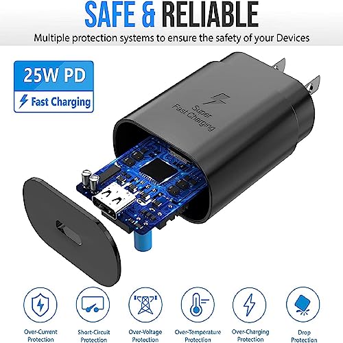 Galaxy S23 S22 Charger Super Fast Charging 25W USB C Wall Charger Block with 6.6ft Type C Charger Cable for Android Samsung Galaxy S23/S23+/S22/S21/S20/S10/Plus/Ultra/Note 20/10/Z Fold/Flip/Galaxy Tab