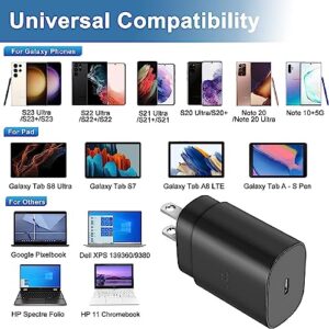 Galaxy S23 S22 Charger Super Fast Charging 25W USB C Wall Charger Block with 6.6ft Type C Charger Cable for Android Samsung Galaxy S23/S23+/S22/S21/S20/S10/Plus/Ultra/Note 20/10/Z Fold/Flip/Galaxy Tab