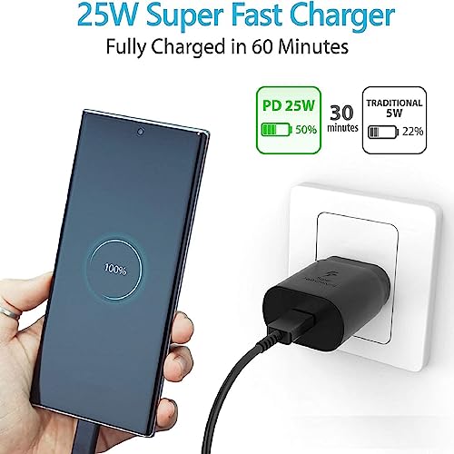 Galaxy S23 S22 Charger Super Fast Charging 25W USB C Wall Charger Block with 6.6ft Type C Charger Cable for Android Samsung Galaxy S23/S23+/S22/S21/S20/S10/Plus/Ultra/Note 20/10/Z Fold/Flip/Galaxy Tab