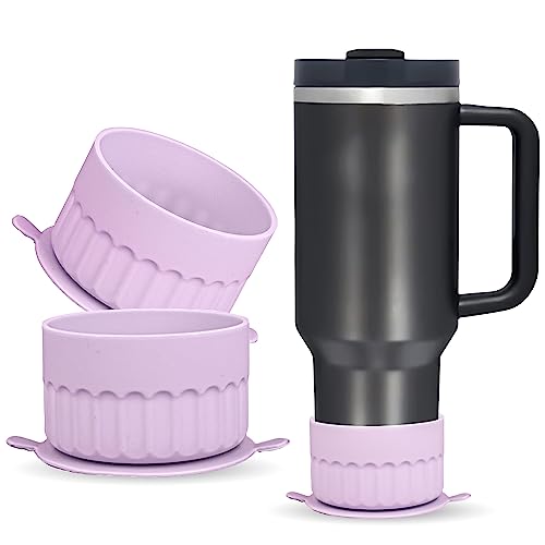 ODRAGO 2Pcs Silicone Boot With Suction for Stanley Quencher H2.0 40 oz, 30 oz, 20 oz tumblers & Yeti Rambler 20 oz/30 oz Tumblers and Hydroflask 12-24 oz water bottles. Protective Accessories (PURPLE)