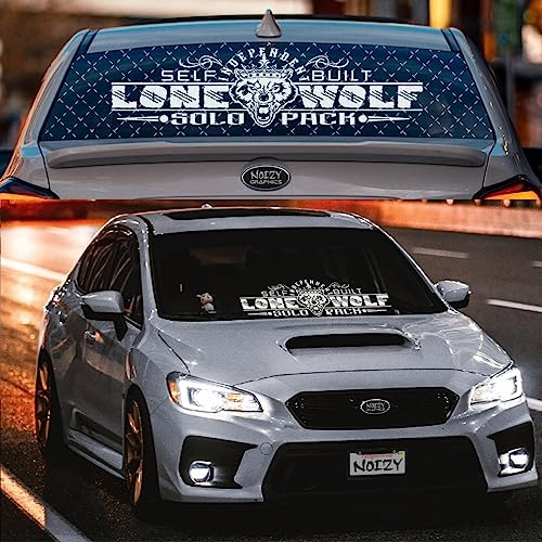 Noizy Graphics 24" JDM Rear Window Decal Windshield Sticker RW-68 (20+ Designs!) Lone Wolf Self Built Independent Racer Antisocial Solo Pack Car Vinyl Japanese Flag Kanji Bottom Back Side Color: RED