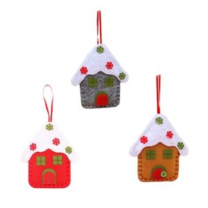 garneck 3pcs christmas tree pendant felt xmas tree ornaments winter festive decoration christmas hanging decors christmas pendants durable hanging ornament small house non-woven fabric