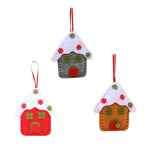 Garneck 3pcs Christmas Tree Pendant Felt Xmas Tree Ornaments Winter Festive Decoration Christmas Hanging Decors Christmas Pendants Durable Hanging Ornament Small House Non-Woven Fabric