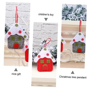 Garneck 3pcs Christmas Tree Pendant Felt Xmas Tree Ornaments Winter Festive Decoration Christmas Hanging Decors Christmas Pendants Durable Hanging Ornament Small House Non-Woven Fabric