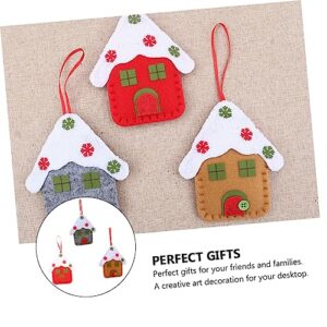 Garneck 3pcs Christmas Tree Pendant Felt Xmas Tree Ornaments Winter Festive Decoration Christmas Hanging Decors Christmas Pendants Durable Hanging Ornament Small House Non-Woven Fabric