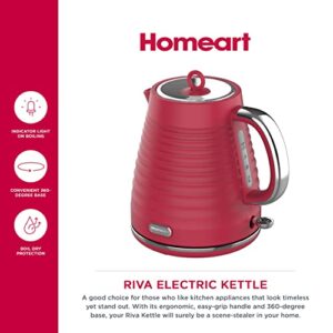 Homeart Riva Electric Kettle With Removable Limescale Filter and 4-Slice Retro Toaster Stainless Steel With Removable Crumb Tray Combo, Red