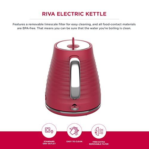 Homeart Riva Electric Kettle With Removable Limescale Filter and 4-Slice Retro Toaster Stainless Steel With Removable Crumb Tray Combo, Red