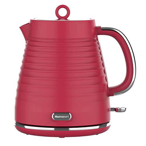 Homeart Riva Electric Kettle With Removable Limescale Filter and 4-Slice Retro Toaster Stainless Steel With Removable Crumb Tray Combo, Red